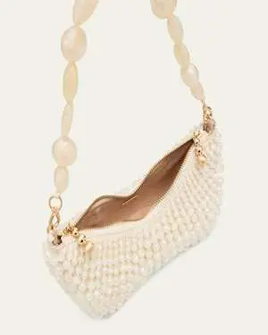 Cult Gaia Mercier Beaded Zip Shoulder Bag