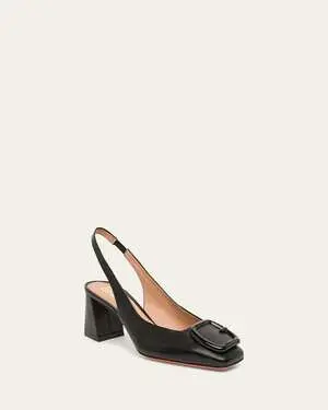 Santoni Buckle Slingback Leather Pumps