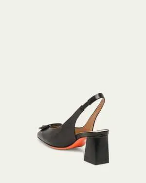 Santoni Buckle Slingback Leather Pumps