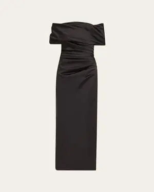 Simkhai Valencia Pleated Off-shoulder Column Gown