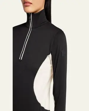 Moncler Polartec Base Layer Zip Turtleneck - Black