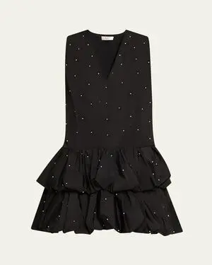 Sea Alberta Embellished Bubble-hem Mini Dress - Black