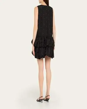 Sea Alberta Embellished Bubble-hem Mini Dress