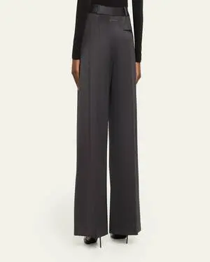 GRACE LING Claw Belt Loop Wool Trousers