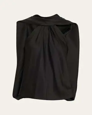 Simkhai Scarlett Satin Cape Top - Black