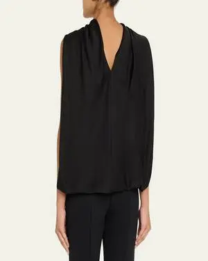 Simkhai Scarlett Satin Cape Top - Black