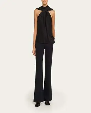Simkhai Scarlett Satin Cape Top - Black