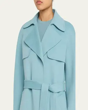 Michael Kors Wrap-front Wool Coat - Seaglass