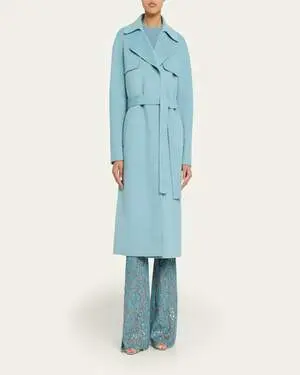Michael Kors Wrap-front Wool Coat - Seaglass