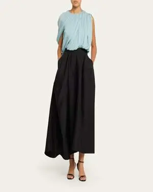 HEIRLOME Marie Draped Silk Georgette Crop Top - Sky