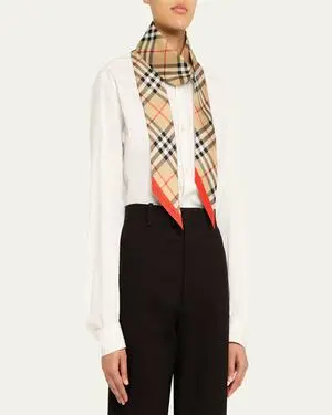 Burberry Skinny Contrast Check Silk Scarf