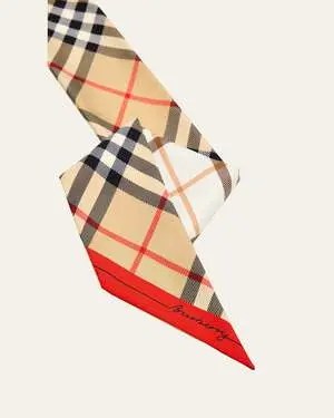 Burberry Skinny Contrast Check Silk Scarf