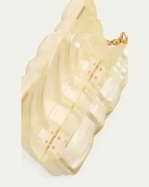 Cult Gaia Aura Sculptural Marbled Acrylic Clutch Bag - Ivory