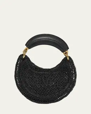 Chloé Mini Hobo Bag In Metallic Crochet - Black