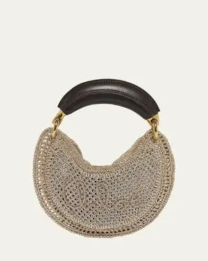 Chloé Mini Hobo Bag In Metallic Crochet - Silver
