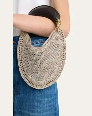 Chloé Mini Hobo Bag In Metallic Crochet - Silver