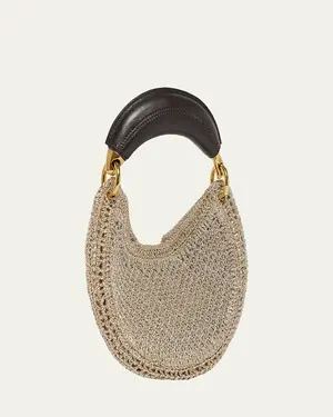 Chloé Mini Hobo Bag In Metallic Crochet - Silver