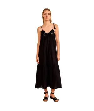 Ulla Johnson Linnea Coverup Dress With Crochet Detail - Noir