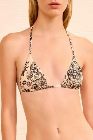 Ulla Johnson Maya String Triangle Bikini Top - Ivory Flora