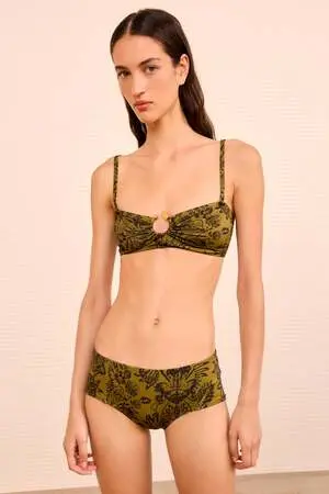 Ulla Johnson Corfu Bikini Top With Ring Detail - Olive Flora