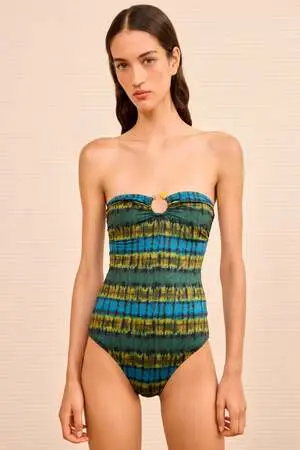 Ulla Johnson Hydra Strapless Maillot With Ring Detail - Lagoon