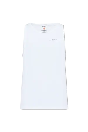 Casablanca Ribbed Logo Tank Top - White