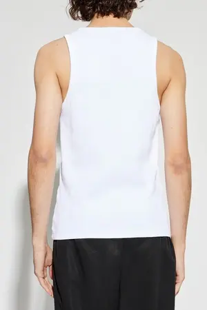 Casablanca Ribbed Logo Tank Top - White