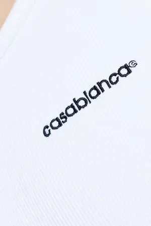 Casablanca Ribbed Logo Tank Top - White