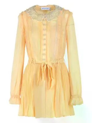 SELF-PORTRAIT Pleated Mini Dress - Neutrals