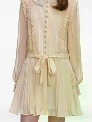 SELF-PORTRAIT Pleated Mini Dress - Nude