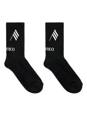 Attico Logo-detail Ribbed Socks - Black