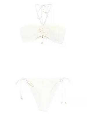Zimmermann Flower-motif Crochet-knit Bikini - Neutrals