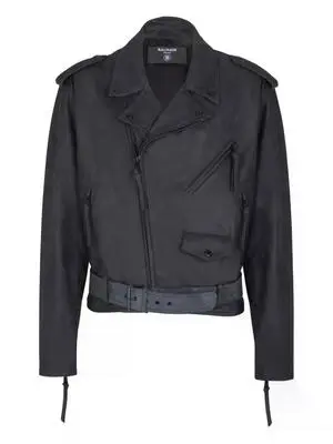 Balmain Belted Leather Biker Jacket