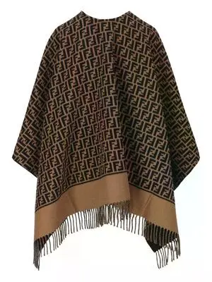 Fendi Ff-motif Fringed Poncho