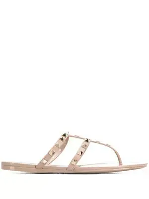 Valentino Garavani Rockstud Flat Sandals - Neutrals