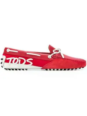 TOD'S Logo Patch Gommino Loafers - Red
