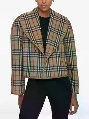 Burberry Cropped Cotton Jacket With Detachable Check Warmer