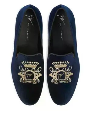 GIUSEPPE ZANOTTI Terence Embroidered Loafers - Blue