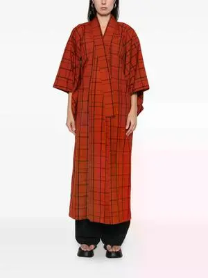 A.N.G.E.L.O. VINTAGE CULT Plaid-pattern Floral-appliqué Kimono