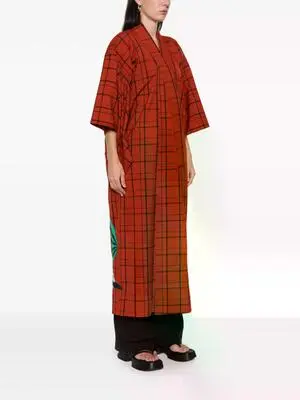 A.N.G.E.L.O. VINTAGE CULT Plaid-pattern Floral-appliqué Kimono