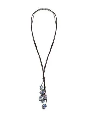MELA Pearl Pendant Suede Necklace - Black