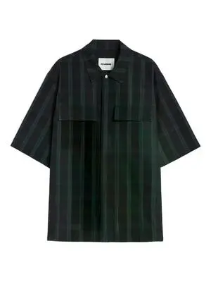 JIL SANDER Technical Check Pockets Cotton Shirt