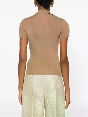 Max Mara V-neck Ribbed Knit Top - Brown