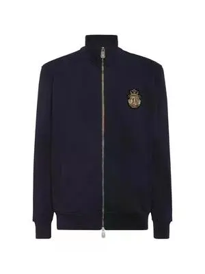 BILLIONAIRE Logo-patch Zip-up Sweatshirt - Blue