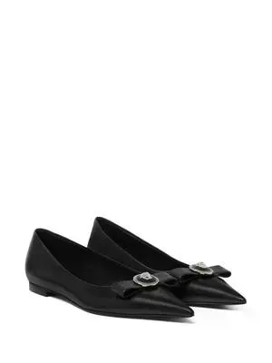 Versace Ribbon Leather Ballerinas - Black