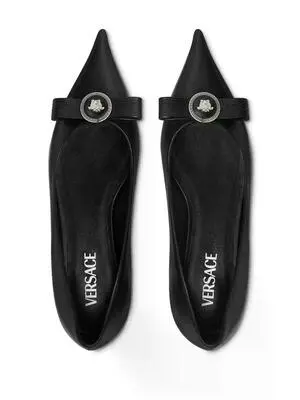 Versace Ribbon Leather Ballerinas - Black
