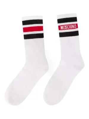 Moschino Logo-embroidered Socks - White