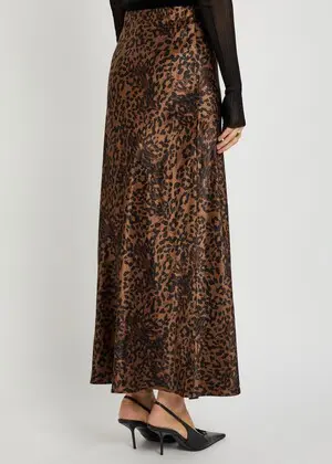 Rails Leopard Print Satin Maxi Skirt
