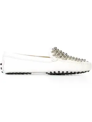 TOD'S Studded Loafers - White