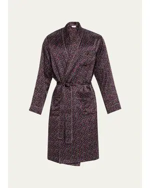 Zimmerli Leaf-print Silk Robe - Open